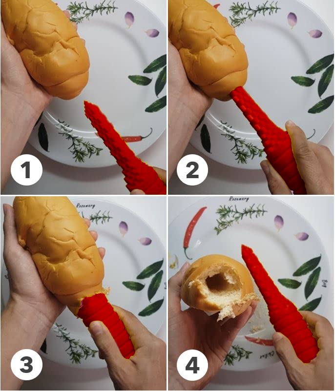 Hotdogger, Hot Dog Bun Driller Perfect for Grilling and BBQ, Ideal Size for Brats and Other Sausages (Red)