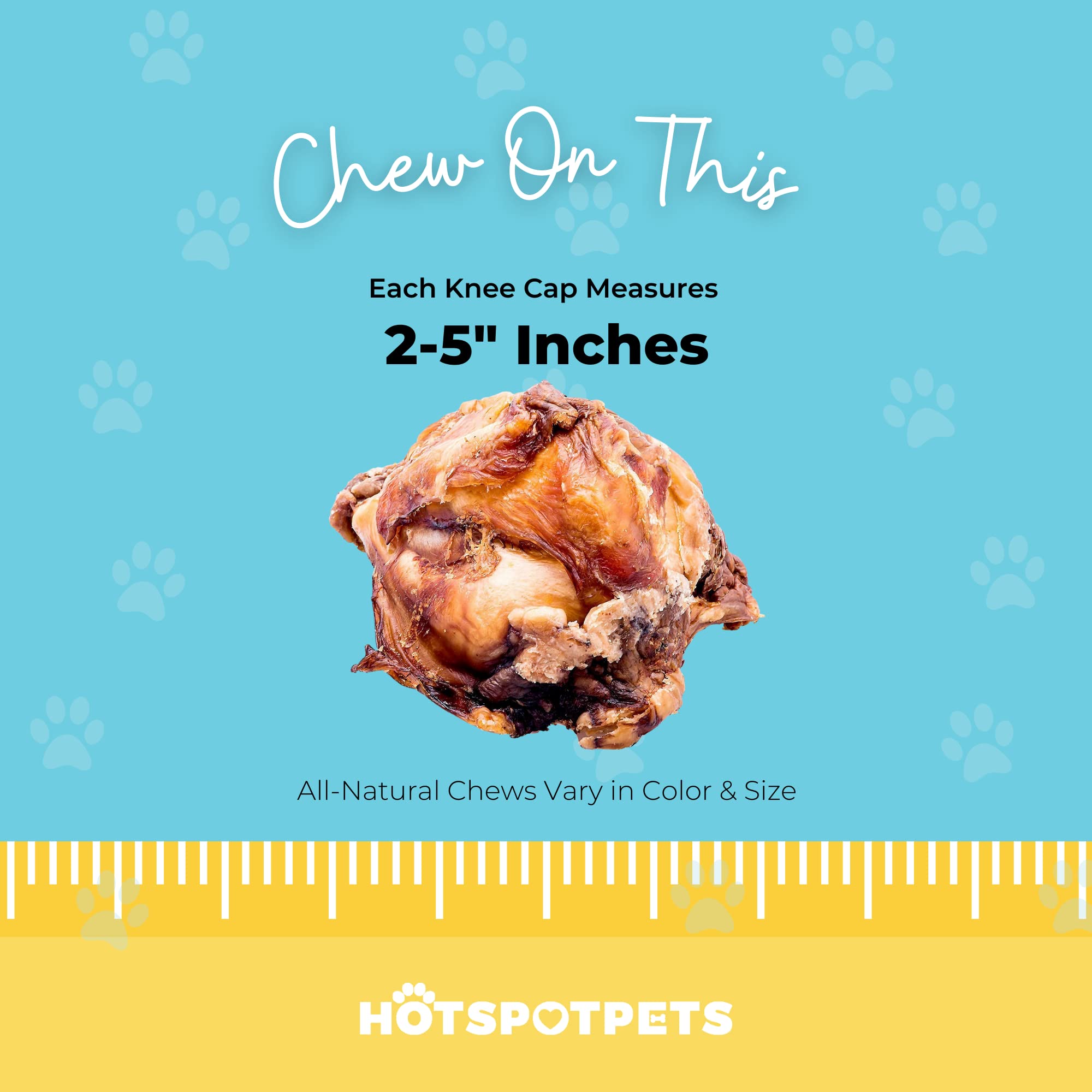 hotspot pets All Natural Beef Knee Caps for Dogs, Dog Bones, Single Ingredient Dog Chews for Aggressive Chewers - Long Lasting Rawhide Alternative Meat Bones