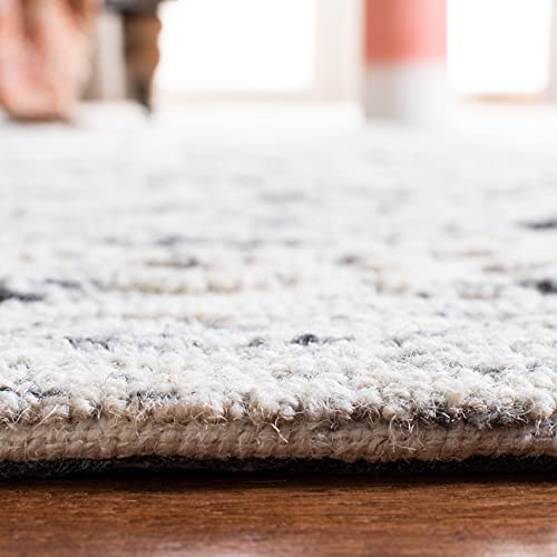 SAFAVIEH Trace Collection Accent Rug - 4' x 6', Ivory & Charcoal, Handmade Wool, Ideal for High Traffic Areas in Entryway, Living Room, Bedroom (TRC302H)