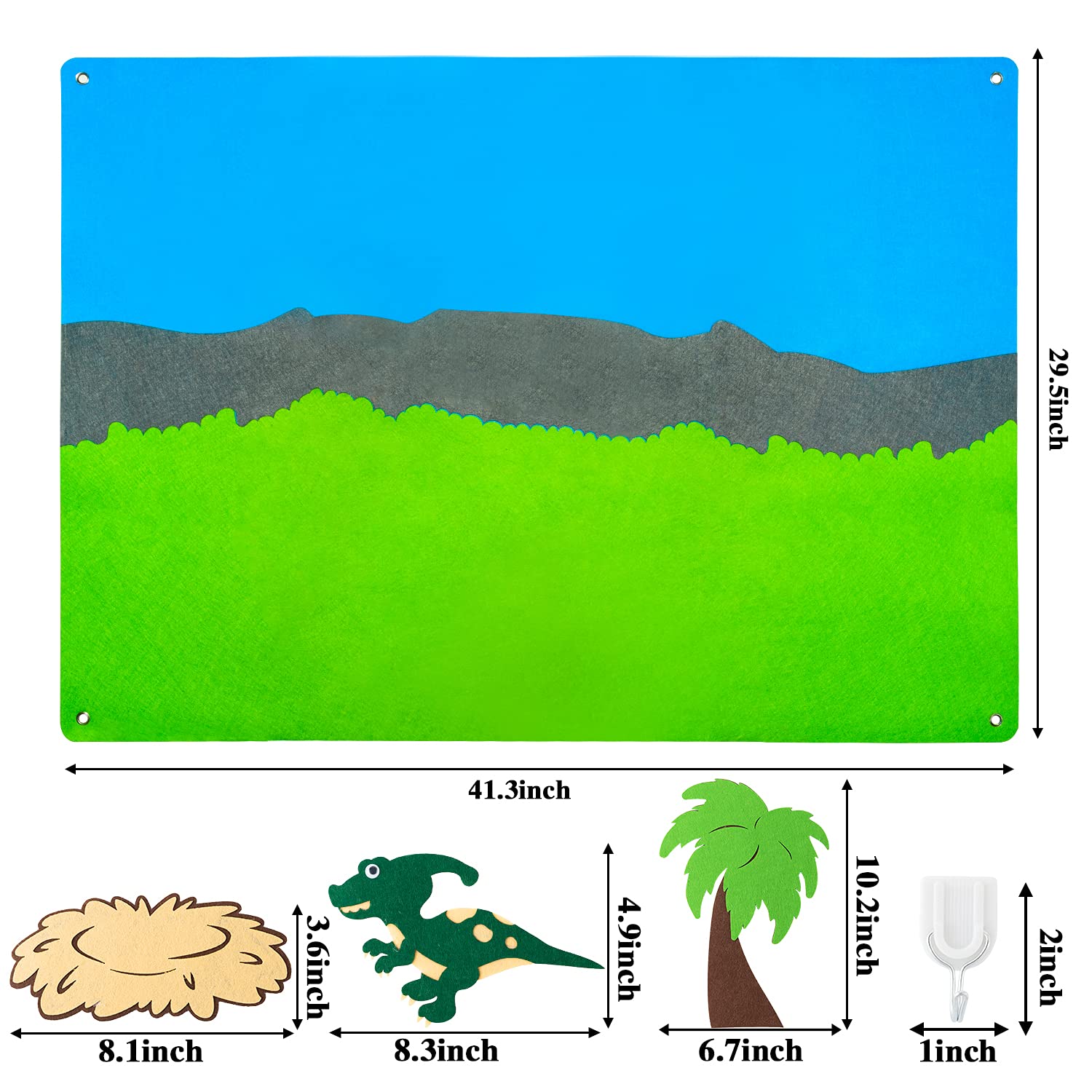 WATINC Dinosaur Felt-Board Stories Set 3.5Ft 37Pcs Preschool Dinosaurs Classification Storytelling Flannel Roar Volcano Ancient Animal Theme Early Learning Play Kit Wall Hanging Gift for Toddlers Kids