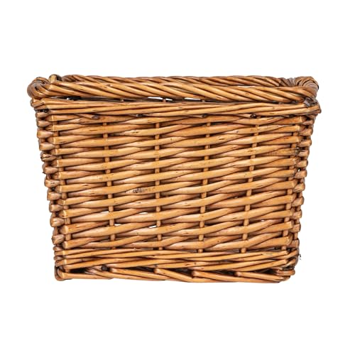 Household Essentials Woven Market Basket, Handwoven Willow Weave, Stylish Handles with Durable Metal Anchors, Classic and Versatile, Attractive, Spacious, Lightweight, Brown Stain