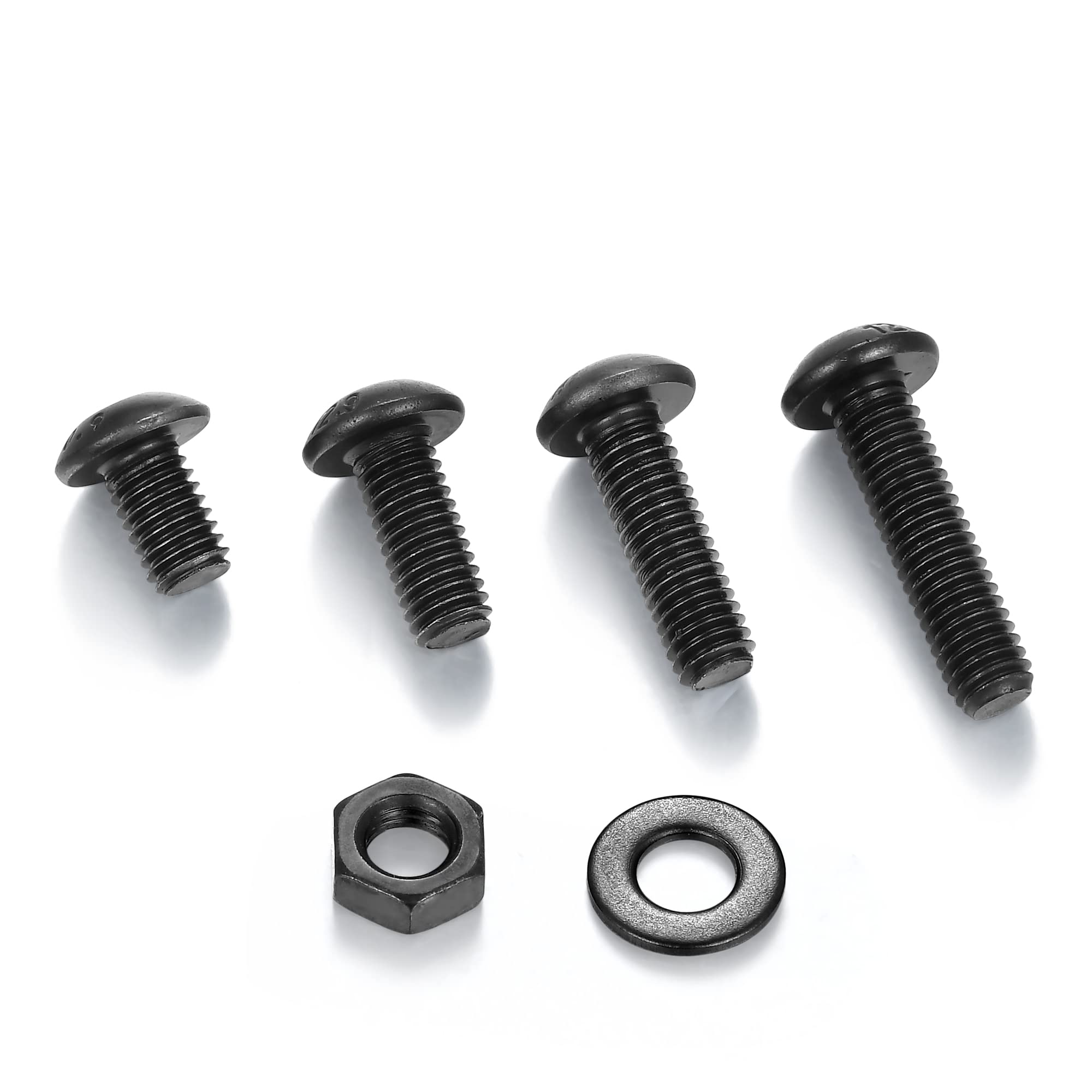 PGMJ 1500 Pcs M2/M3/M4/M5 Hex Screws Nuts Washers Kit - 12.9 Grade Black Alloy Steel Metric Screw and Bolt Assortment Set for Wood Working Hardware (Button Head)