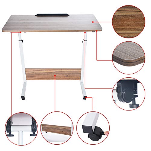 Toxz Household Office Desk Computer Task Table,Adjustable Height and Fold,Locking Casters,80CM 40CM,with Installation Tool(Ship from US!)