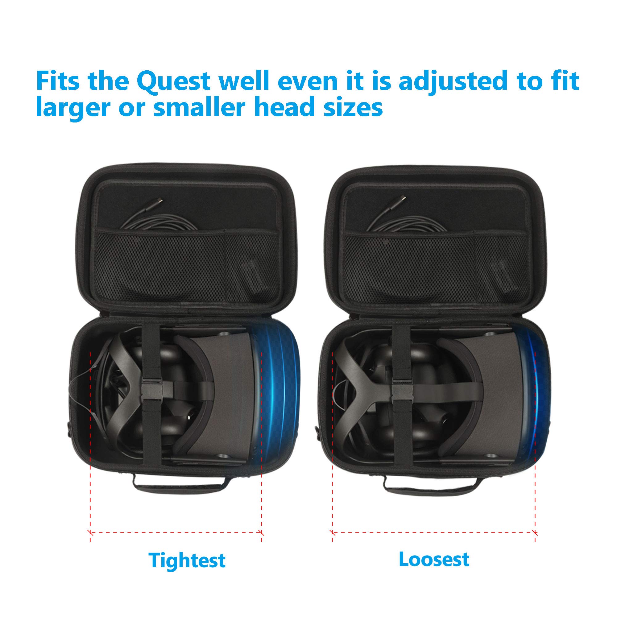 Case for Meta Quest JSVER Carrying Case for Meta/Oculus Quest VR Gaming Headset and Controllers Accessories, Portable Hard Shell Protective Travel Storage Case for Meta Quest with Shoulder Strap
