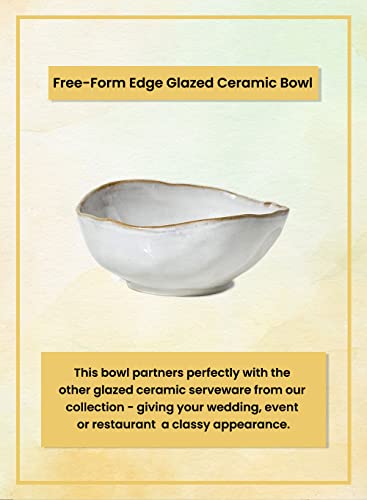 Serene Spaces Living Large Free-Form Edge Glazed Ceramic Bowl, Centerpiece for Vintage Weddings, Events, Measures 6" Long, 5.5" Wide, 2.75" Tall