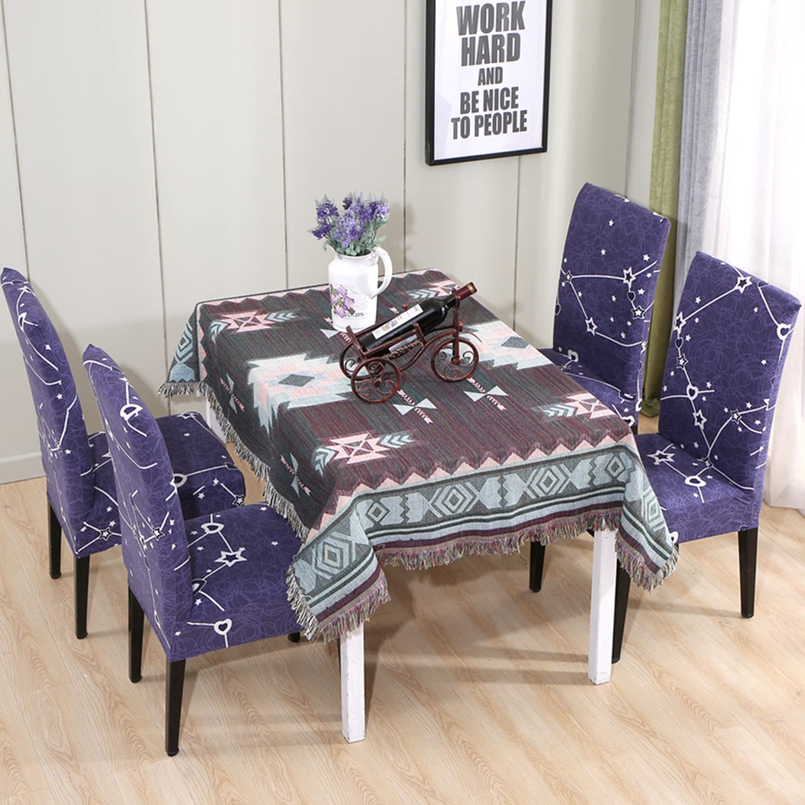 Dining Room Chair Covers, Elastic Removable and Washable Anti-Dust Chair Covers for Dining Room 6 Pack/Home Decoration Dining Chair Cover for Restaurant, Hotel, Universal Size (6, Constellation)