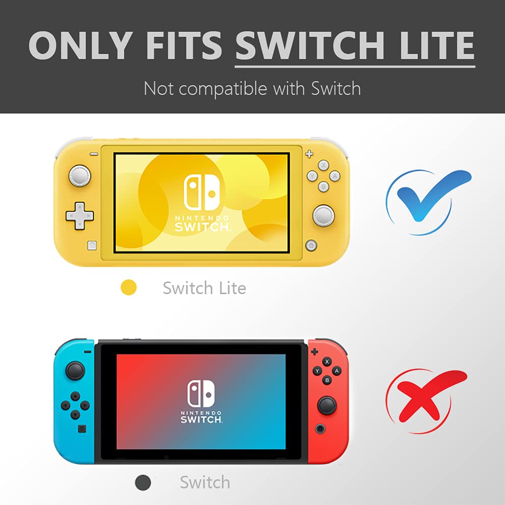 Case for Nintendo Switch Lite Protective Case Cover Skin Accessories - Grip Cover with Built-in PC Screen Protector - Split Cover TPU+PC Case with Anti-Scratch and Shock-Absorption - Coral