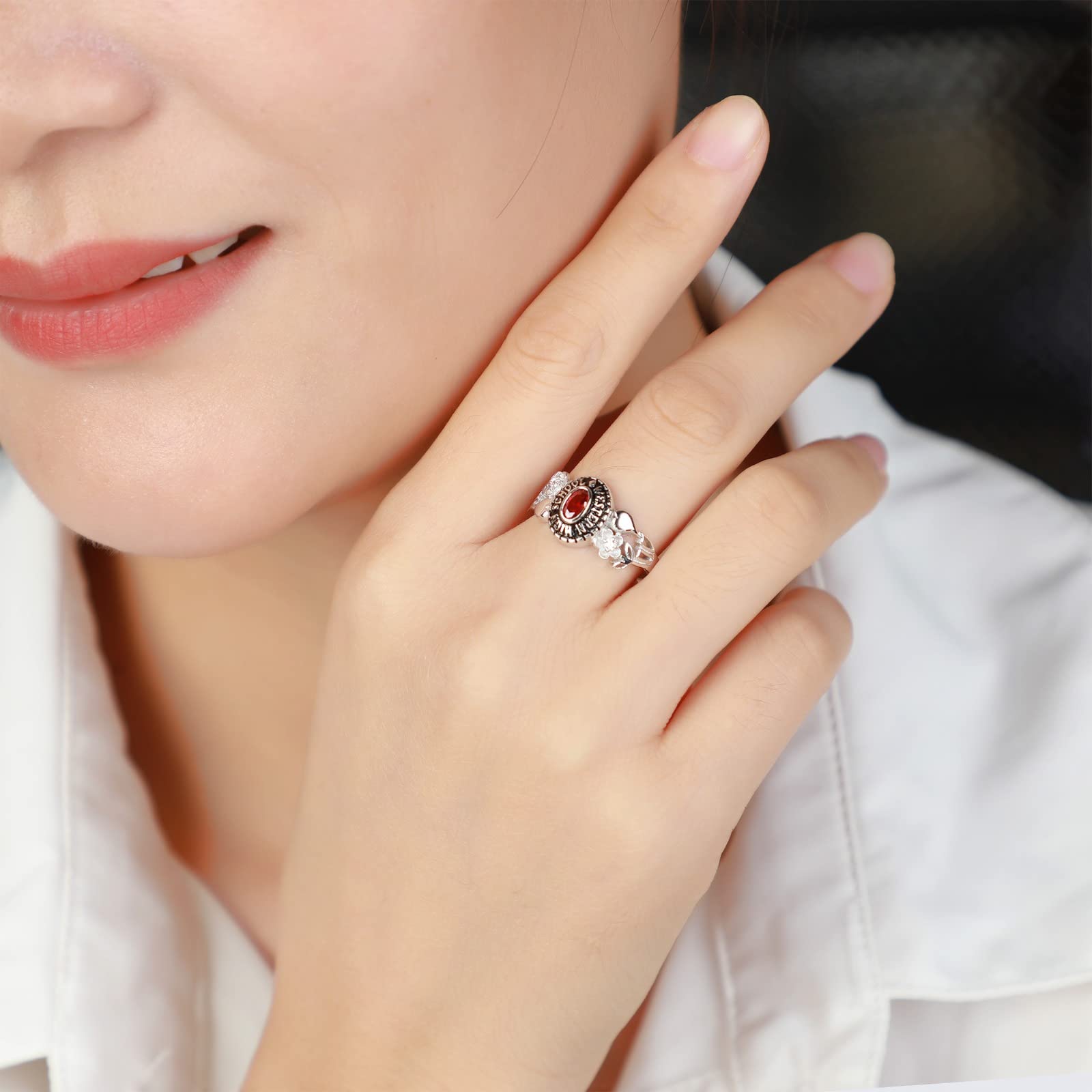 Customized Sterling Silver or 10KT Ladies High School and College Class Ring β Petite Flower Collection β Mementos Jewelry (Sterling Silver - Platinium, Sterling Silver)