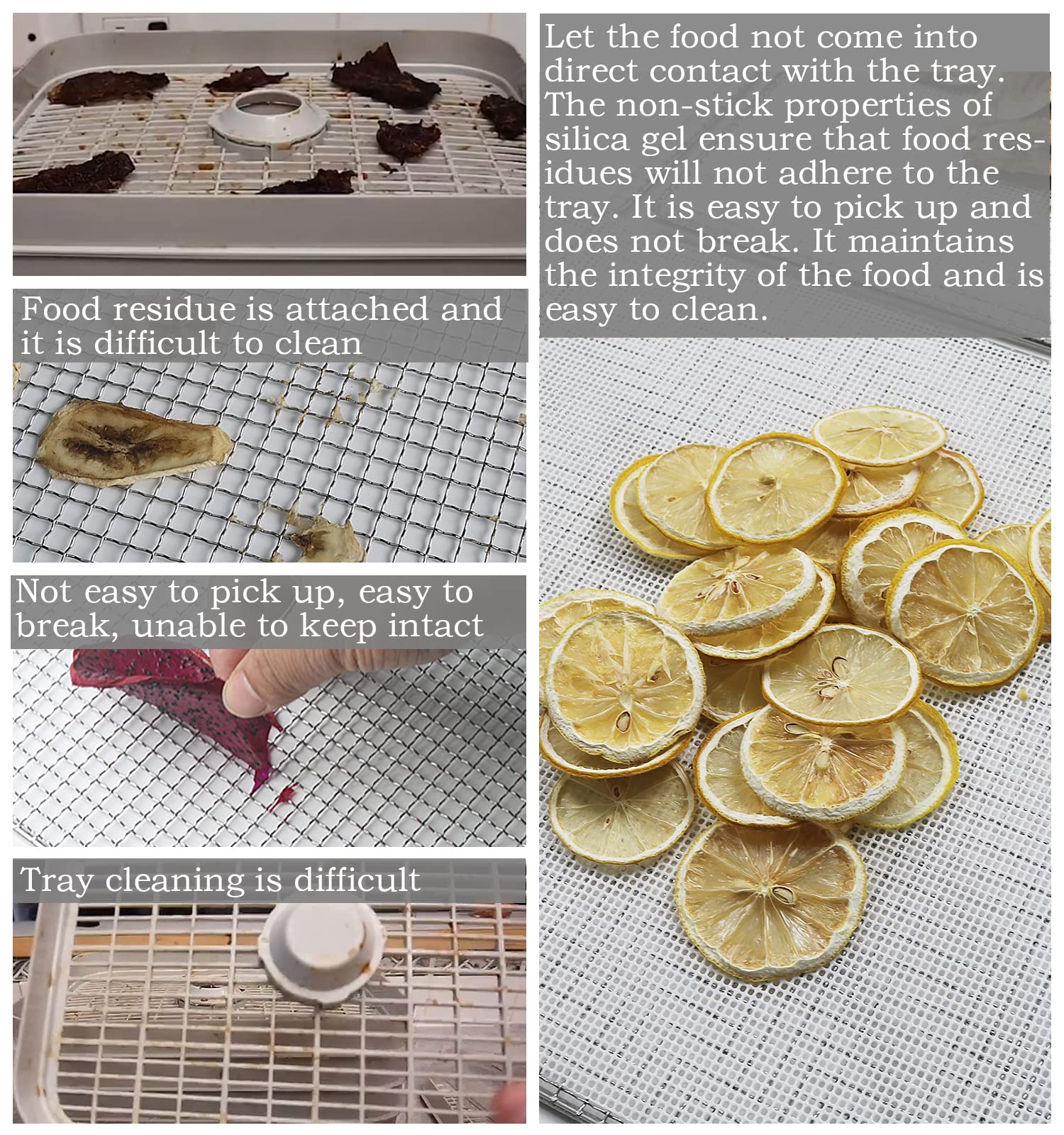 Kispog Dehydrator Sheets for NESCO FD-7SSD, 7 pcs/sets 12x11 inch Mesh Silicone Dehydrator sheets.