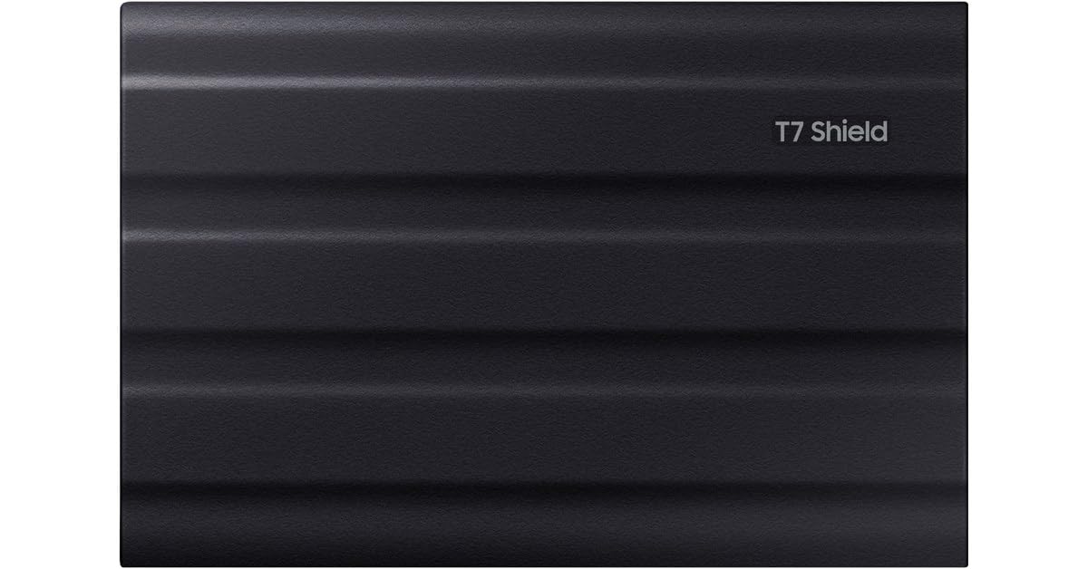 Samsung Portable SSD T7 Shield, 1TB, USB 3.2 Gen.2, 1050MB/s Read, 1000MB/s Write, Robust External Hard Drive Outdoor for Mac, PC and Smartphone, Black, MU-PE1T0S/EU