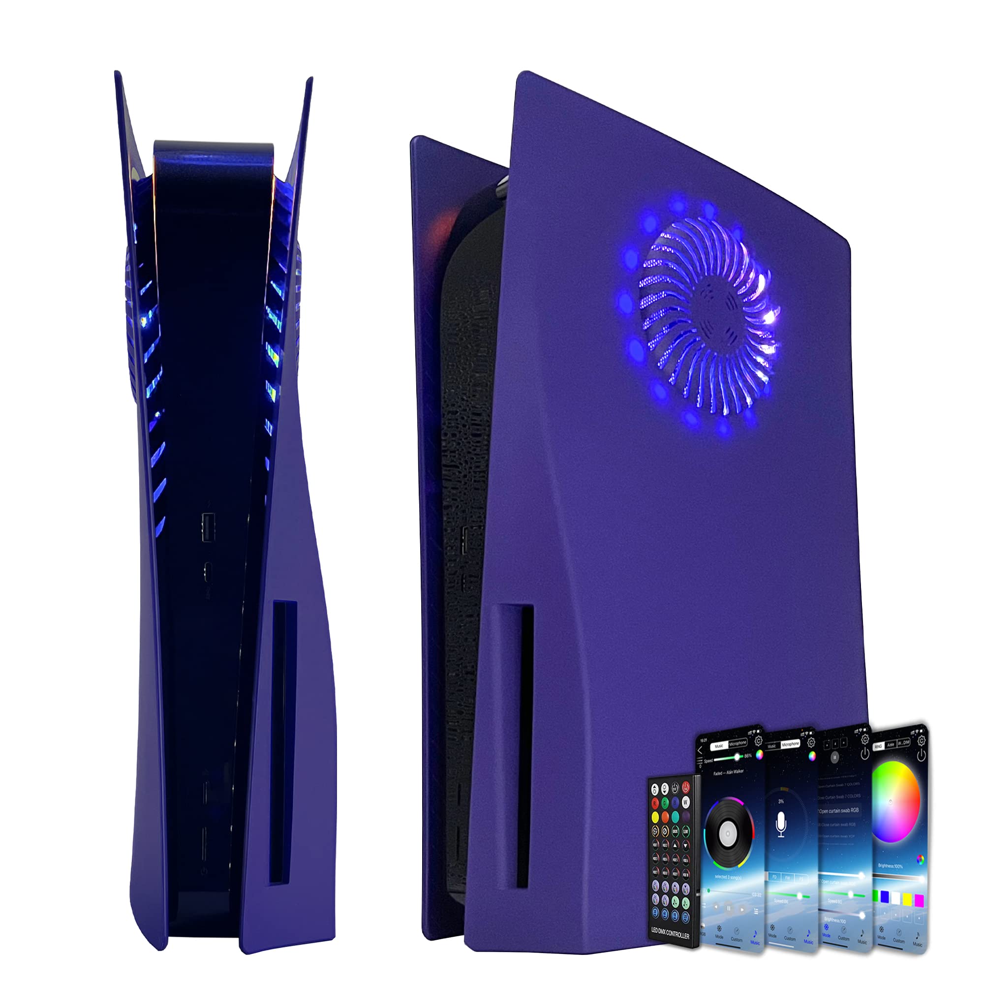 Faceplate for PS5 with RGB Light Strip and Dust Filter for Cooling Vents DOBEWINGDELOU 400+ Effects LED Light Ring Console Cover for PS 5 Disc Edition DIY Decoration Kit Accessories Purple