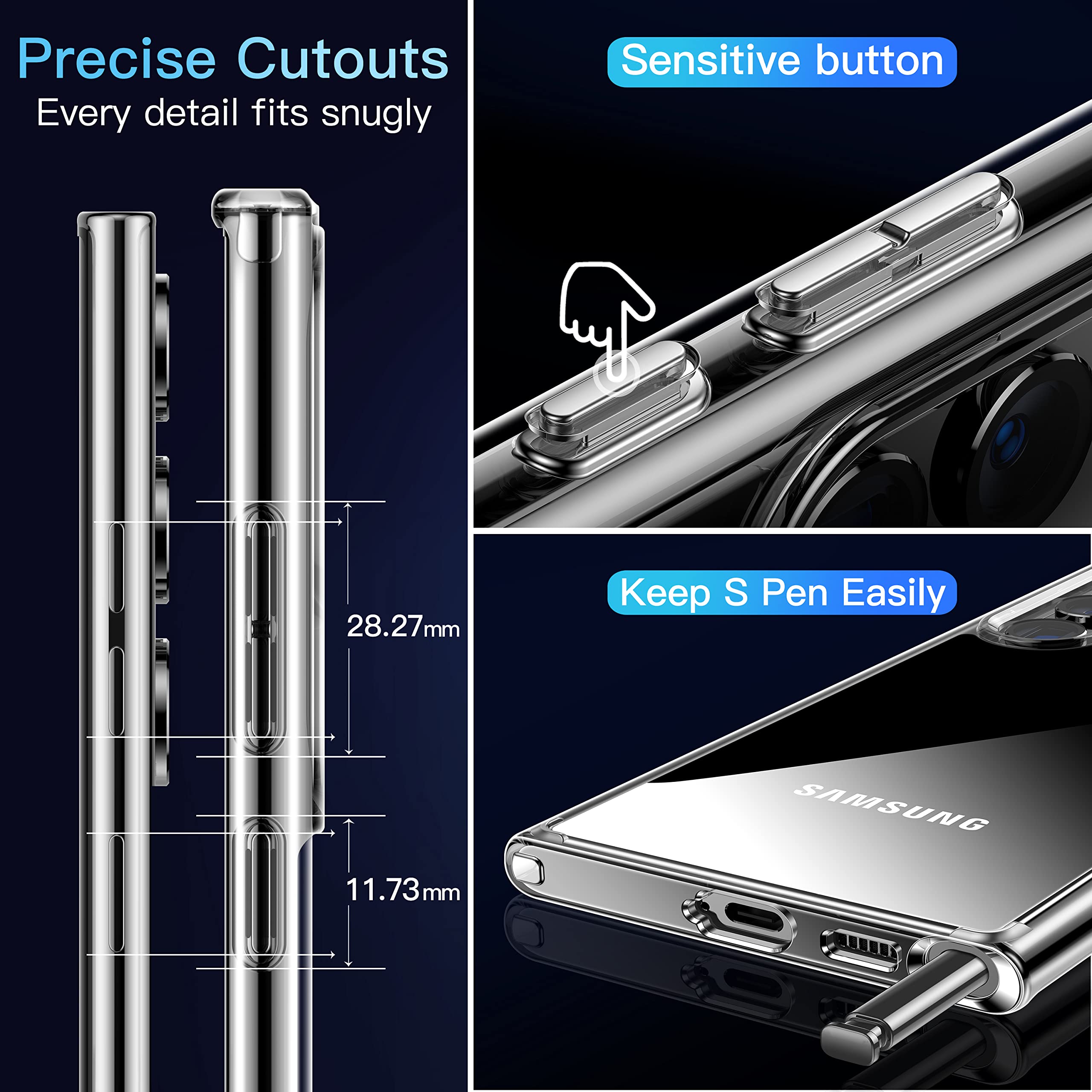 CASEKOO for Samsung Galaxy S22 Ultra Case Crystal Clear [Never Yellow] [Military Grade Drop Protection] Hard Back & Soft Bumper, Slim Thin Protective Shockproof Phone case 6.8'' 2022, Clear