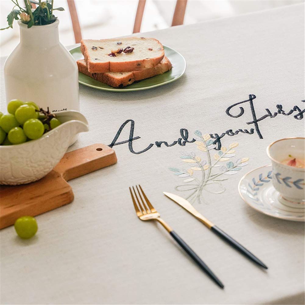 Tablecloth Polyester Fabric Tablecloths Rectangle Table Cover for Kitchen Dining Tabletop Decoration Table Cloths for Party, Holiday, Christmas, Buffet,Ruffles (Blue//Yellow/Grey, 55"×94"--140×240cm)