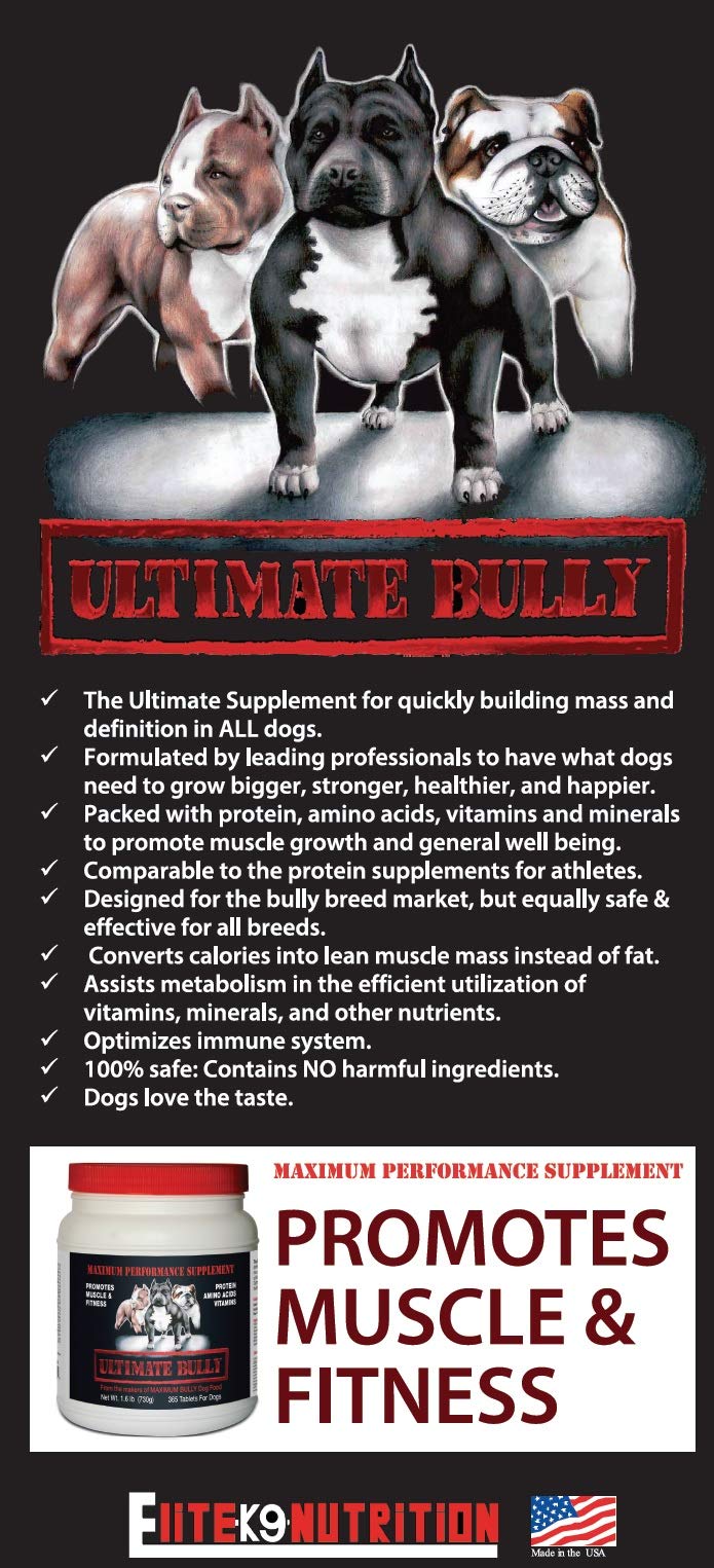 Maximum Bully - Ultimate Bully - Maximum Performance Canine Supplement, 60 Tablets, Made in The USA