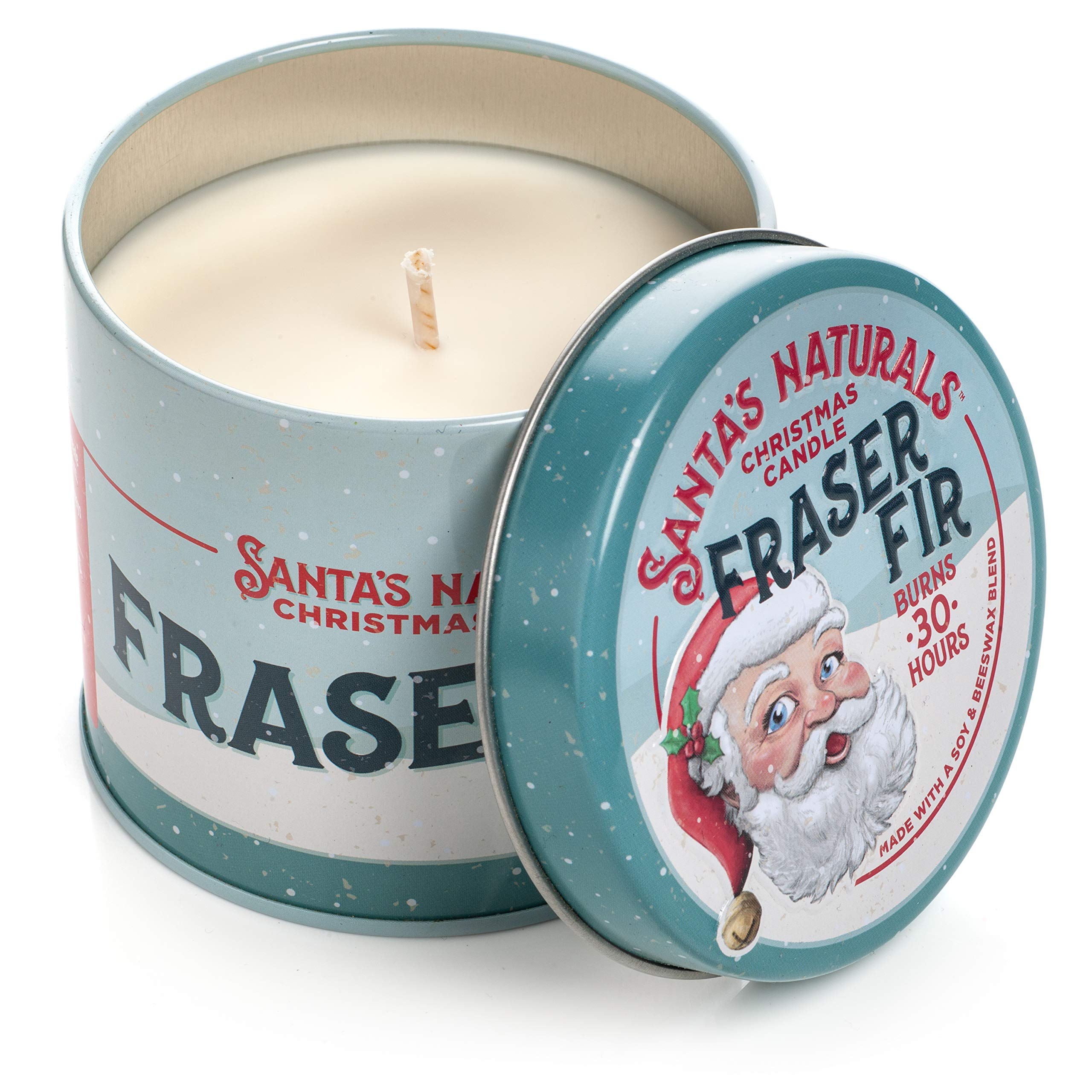 Santa's Naturals Fraser Fir Christmas Candle Gift Set | Authentic Pine Fragrance | Stocking Stuffers | Each Candle Burns 14+ Hours | Made in USA | Soy and Beeswax Blend with Essential Oils
