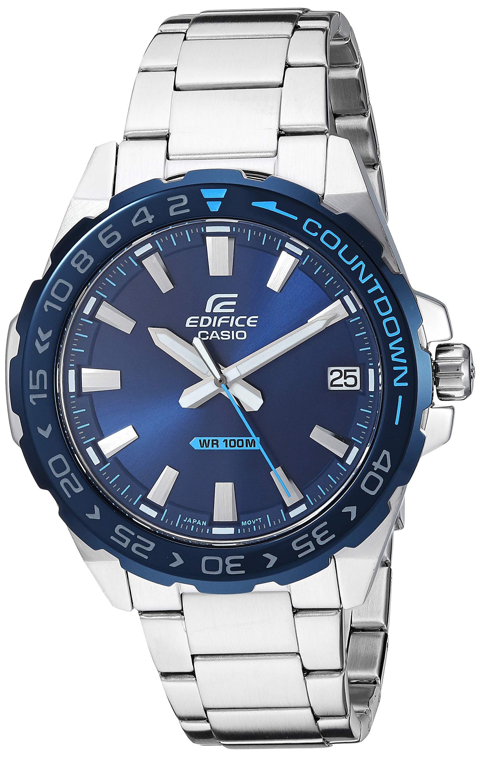 Casio Men's Edifice Quartz Stainless-Steel Strap, Silver, 21 Casual Watch (Model: EFV-120DB-2AVCR)