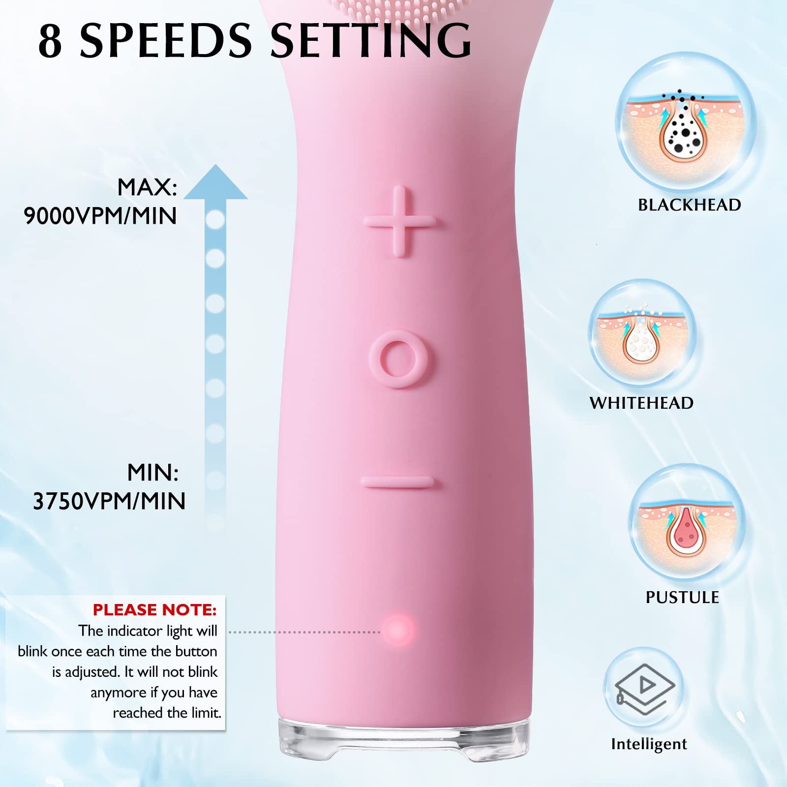 Facial Cleansing Brush Face Scrubber: Electric Sonic Vibration Face Brush for Exfoliating and Deep Cleaning Silicone Rechargeable Cleanser Device Waterproof Machine Skin Wash Exfoliator System