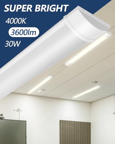 Sararoom 3ft LED Shop Light Fixture 30W LED Tube Light, 3600lm, 4000K Neutral White, 90cm 35.4inch LED Garage Closet Light Ceiling Light for Office Home Basement, No Plug, No Ground Wire