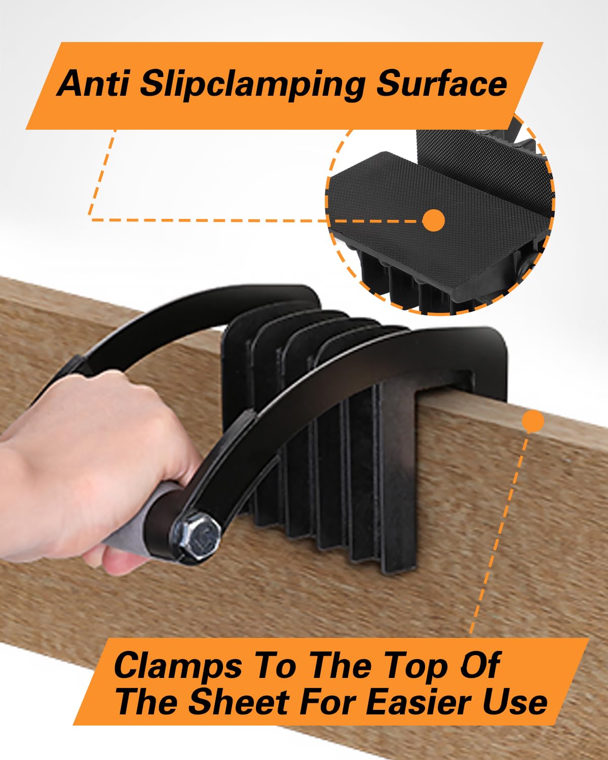 FAHKNS Panel Carrier and Plywood Lifting Tool, 0 to 3/4 Grip Range Sheetrock Gripper Carrying Soft-Grip Handle Gripper Lift for Clamp Wood Board or Drywall Lifter with Single Hand