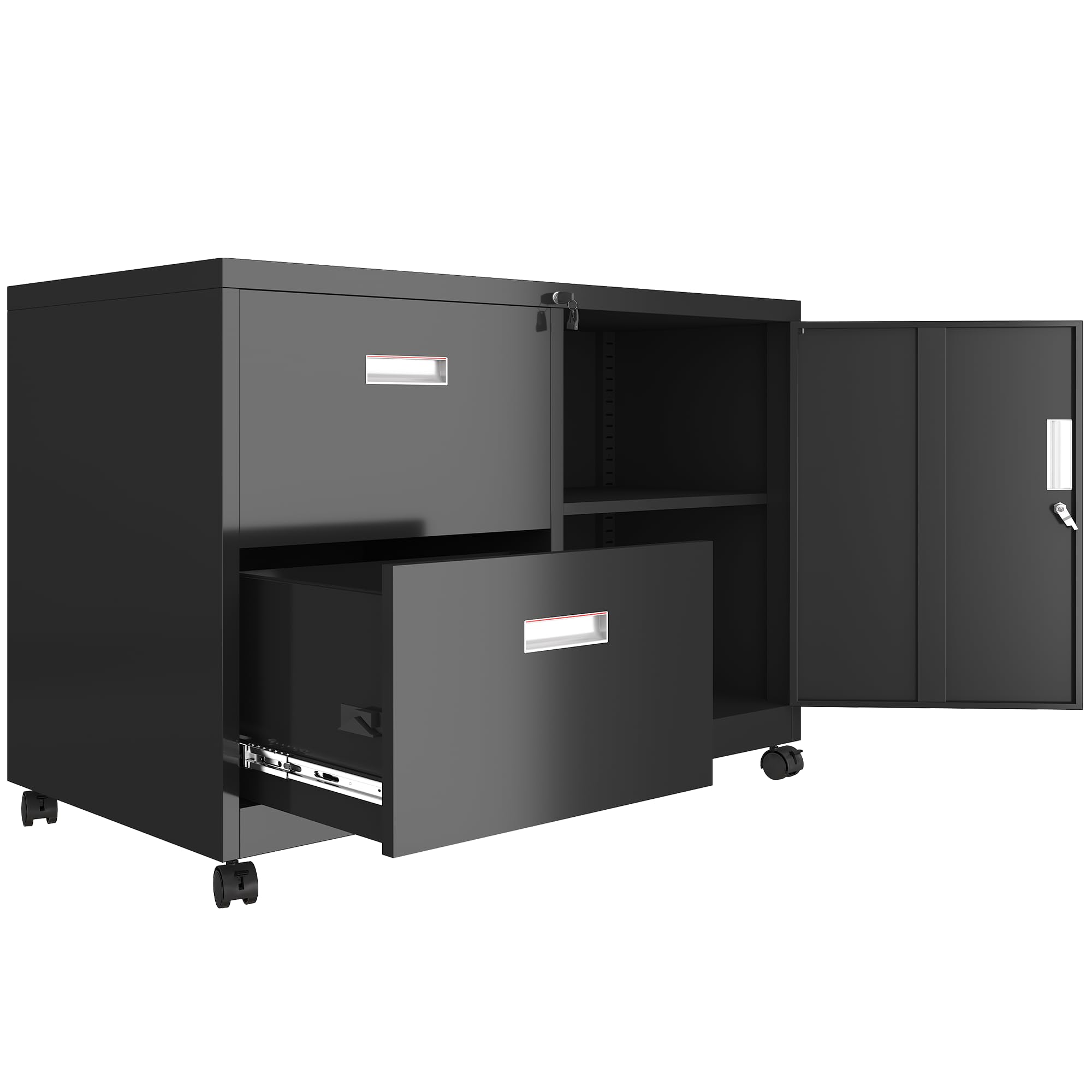 CENOVE Metal Storage Cabinet - Lockable Garage Cabinet with 4 Adjustable Shelves | Garage Storage Cabinet for Office, Warehouse, School, Gym, Basement Black 71INCH