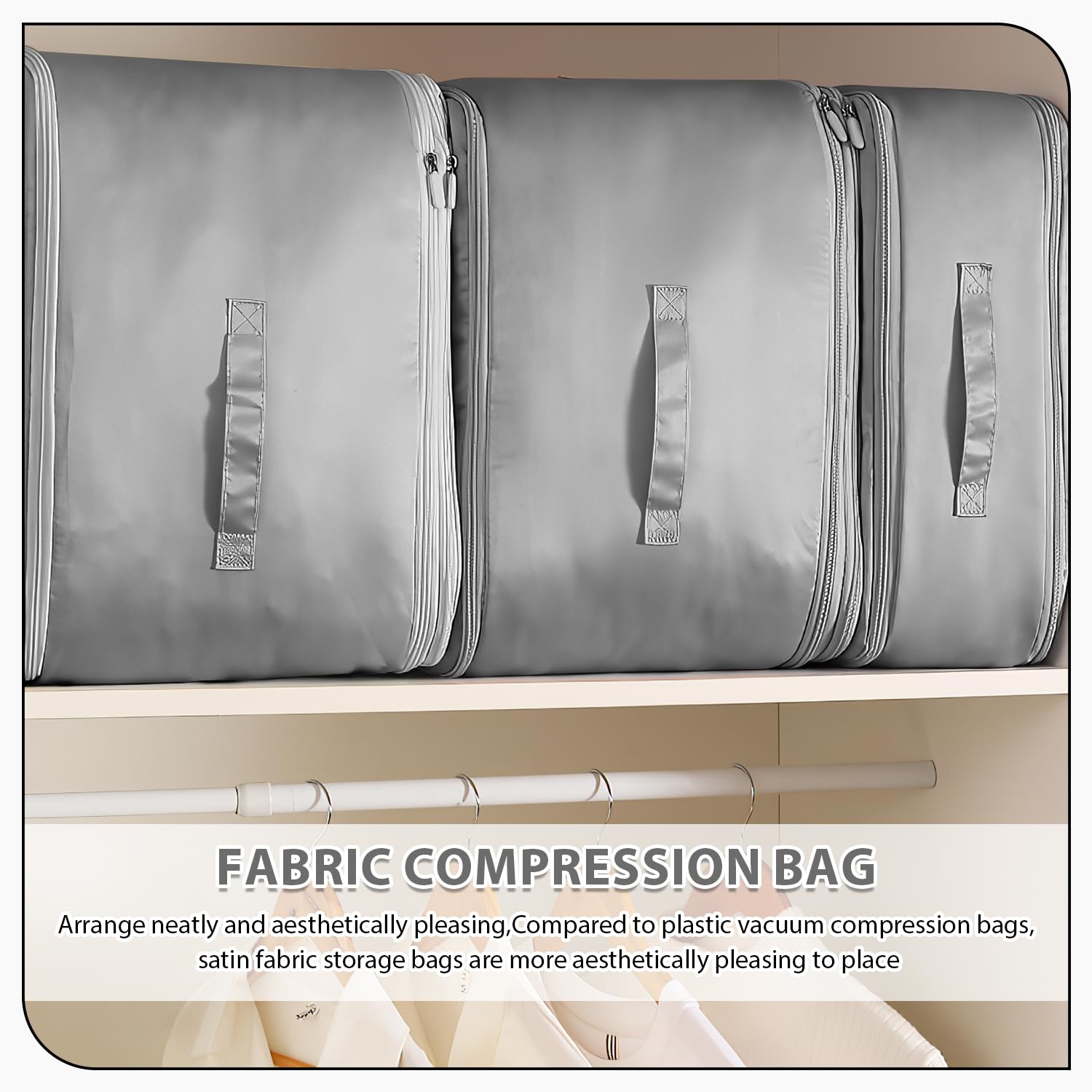 Generic Ultra Space Saving Self Compression Organizer,Clothes Compression Bag,Compression Organizer for Blankets,Moving Organizer Bags for Comforters, Clothes, Blankets (Grey,Large)