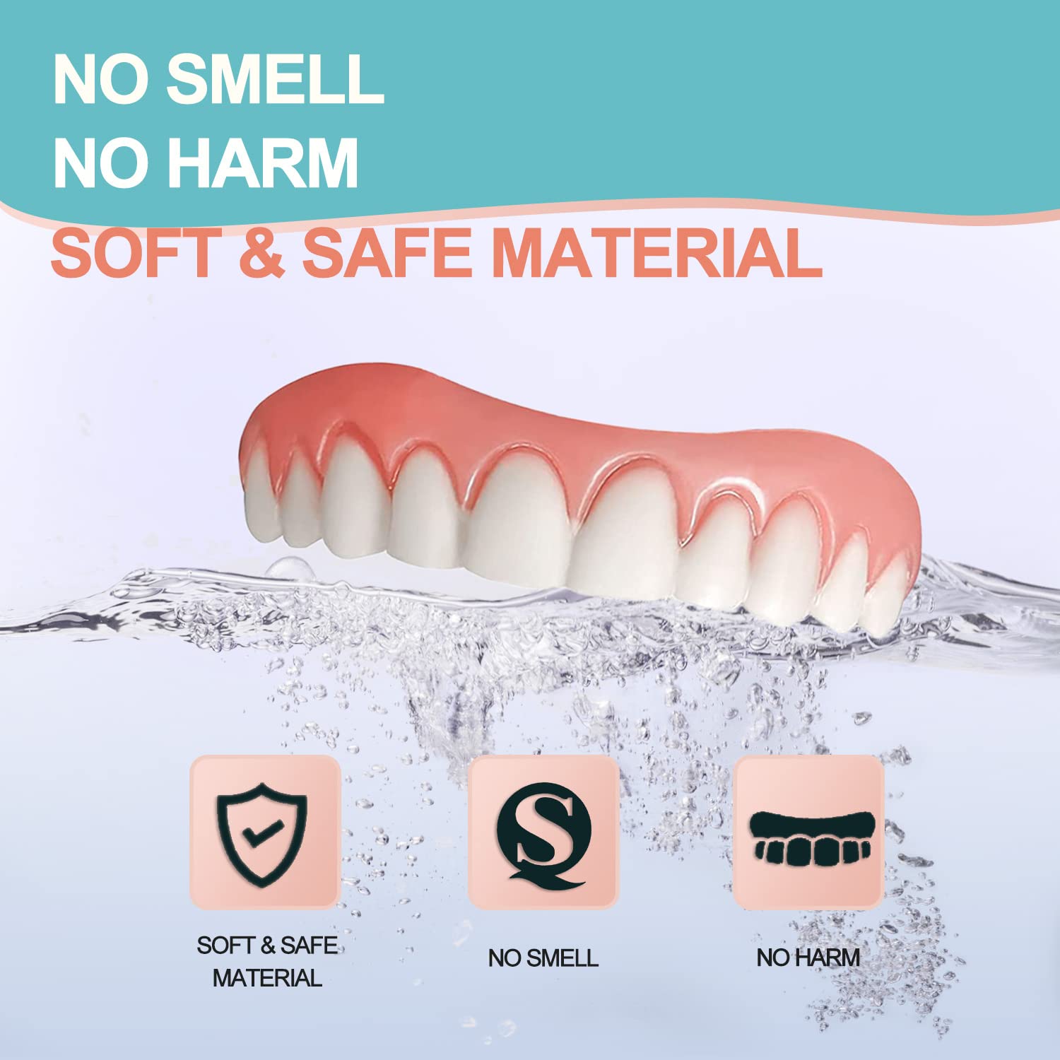 Fake Teeth, Dentures Teeth for Upper and Lower Jaw, Nature and Comfortable, Protect Your Teeth and Regain Confident Smile (1set)