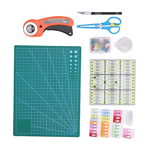 FECAMOS Fabric Cutter Set, Fast Cut Stainless Steel Replaceable Blade Rotary Cutter Set Practical with Carving Knife for Card for Cloth for Cut Paper