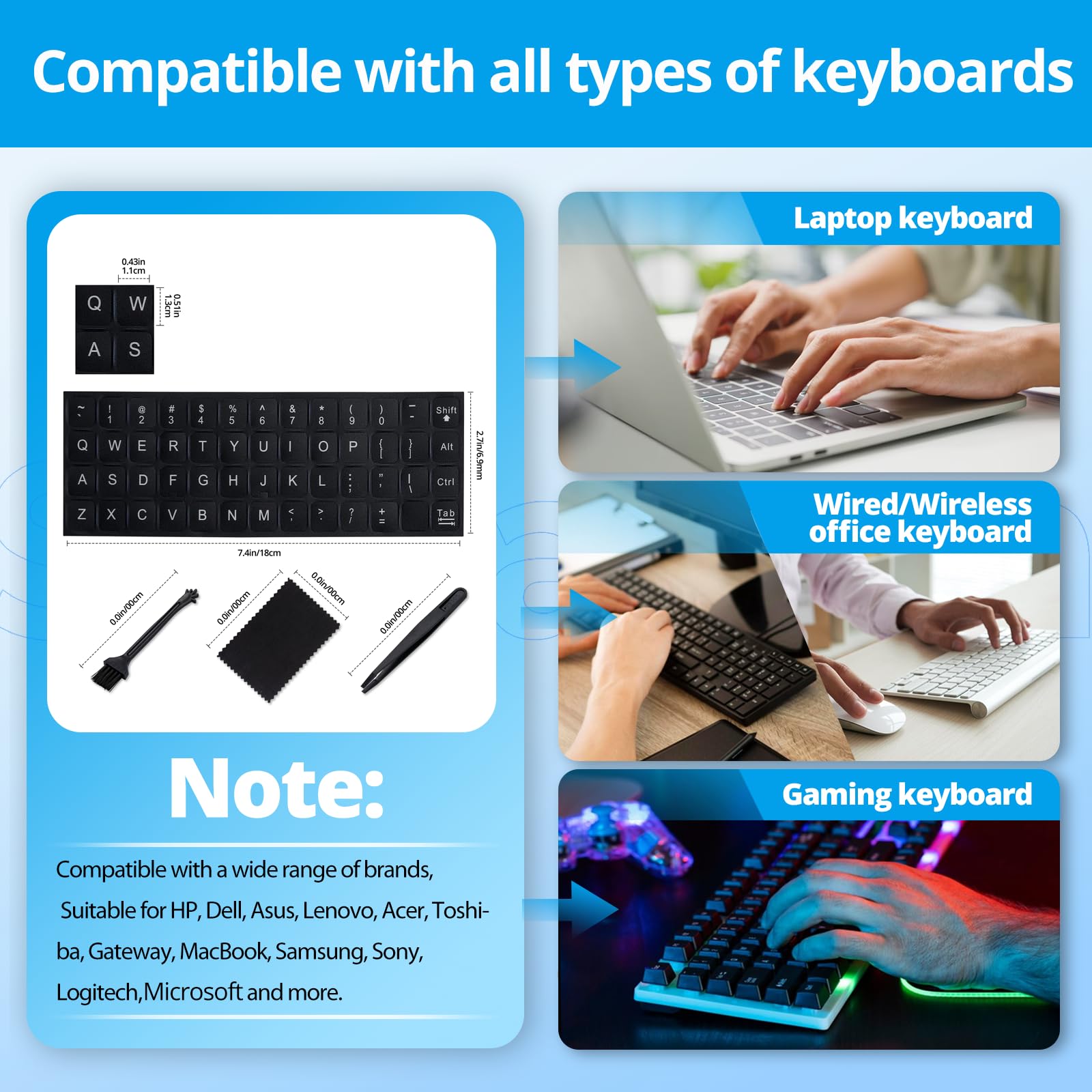 English Keyboard Stickers[5 in 1],Replacement English Keyboard Sticker with White Font on Black Background Universal for Laptop Desktop Computer,Matte English Keyboard Alphabet Sticker