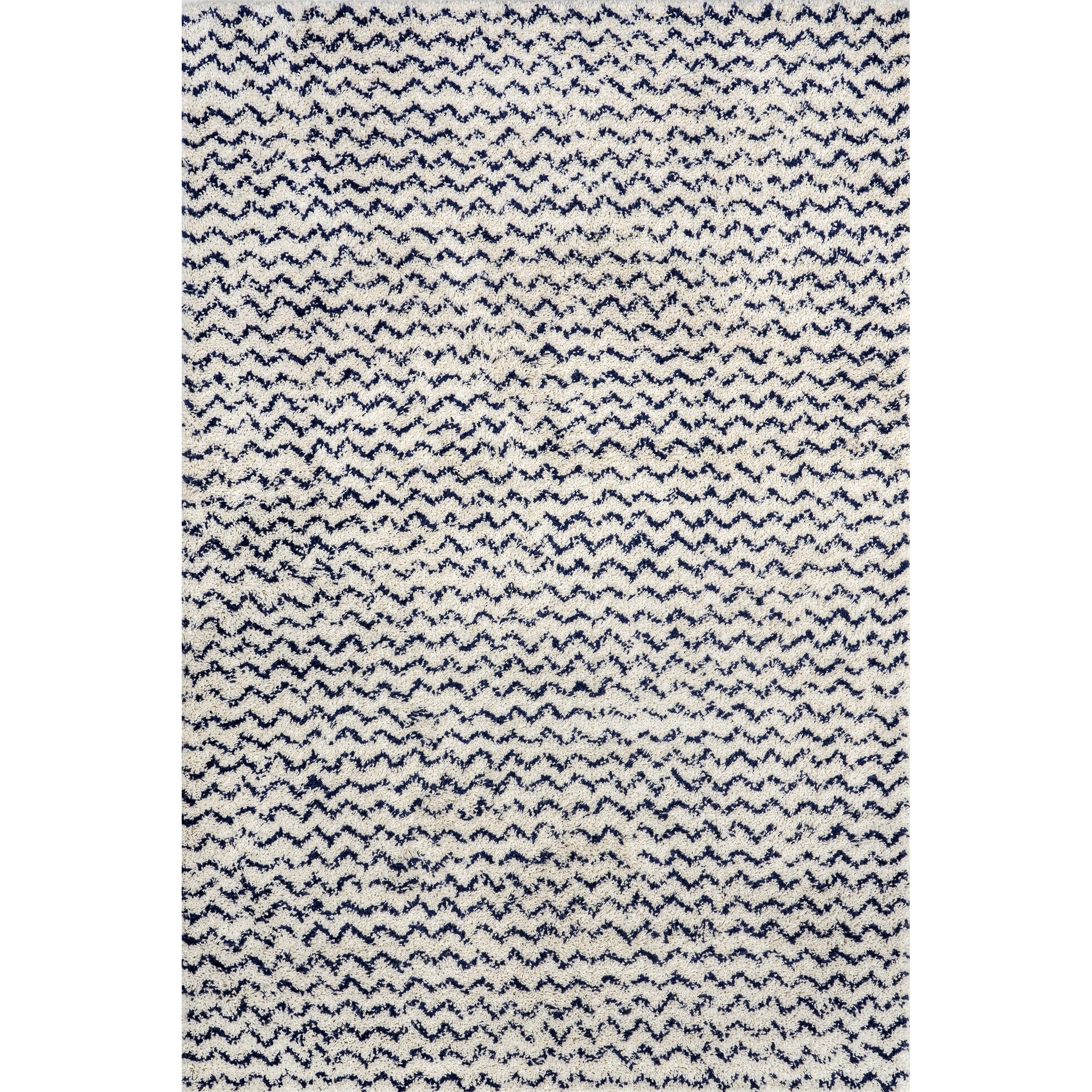 nuLOOM Cuellar Chevron Shag Area Rug, 7x9, Navy