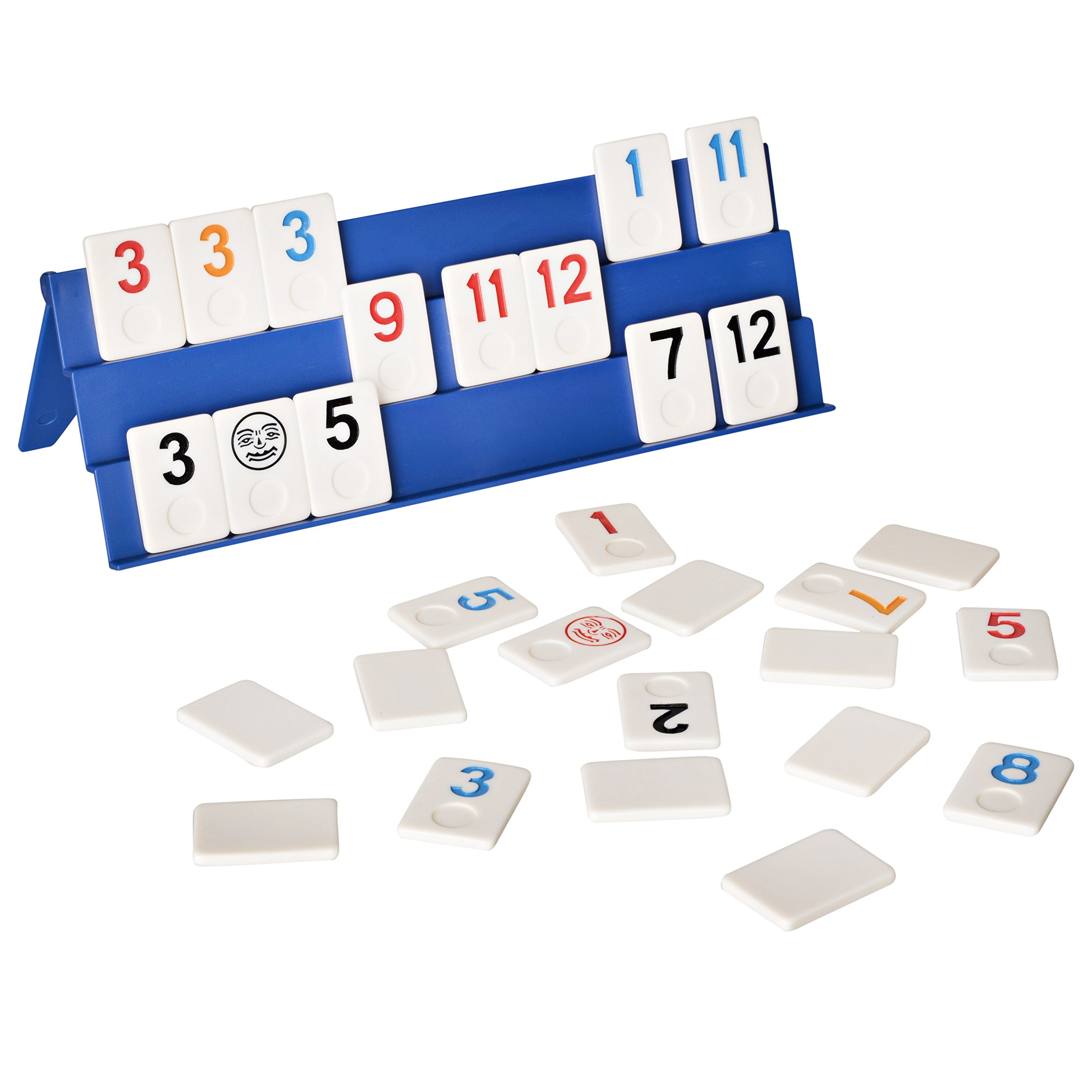 Point Games Classic Rummy Cube Game Full Size, with 3 Tier Foldable Racks and Tiles, in a Super Durable Canvas Travel Bag