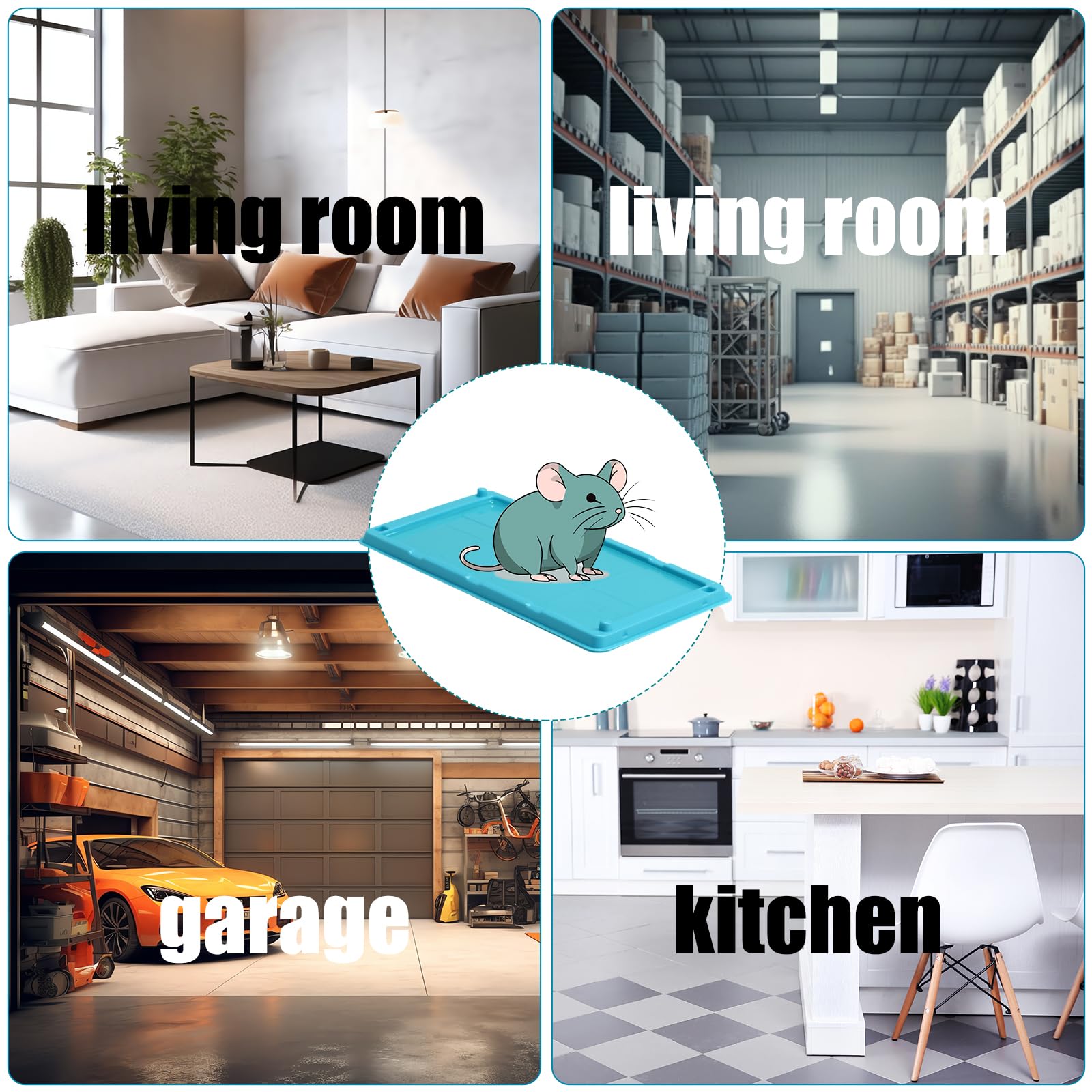 Kittmip 28 Pcs Glue Mouse Traps Mouse and Insect Glue Traps Plastic Mouse Sticky Traps for Mice Rats Snake Lizard Insect Spider for Indoor Home Warehouse Courtyard Kitchen (Blue)