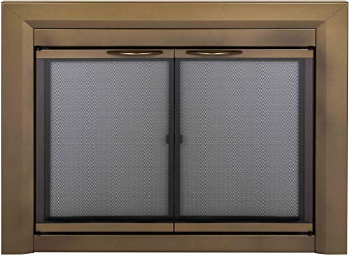 Pleasant Hearth CA-3202 Cahill Fireplace Glass Door, Antique Brass, Large