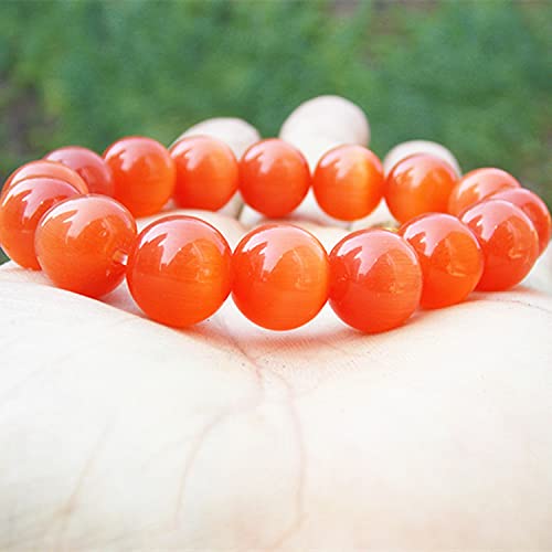 DATOA 2pcs Orange Opal 12mm Beads Bracelets Natural Carnelian Crystal Gemstone Healing Stretch Bracelet for Men Women