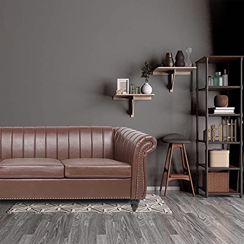 ONCIN Chesterfield Sofa for Living Room, 3 Seater Sofa Couch Faux Leather Fabric Home Seating Couch Sofa for Home Furniture (Dark Brown)