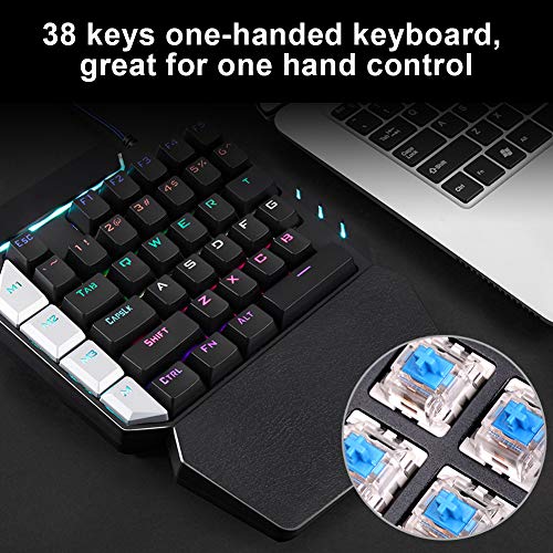 One-Handed Gaming Keyboard, 38 Keys Mechanical Numpad with LED Backlit, Gaming Keypad for PC Gamer, Wired USB Numeric Keypad, Portable Mini Number Pad