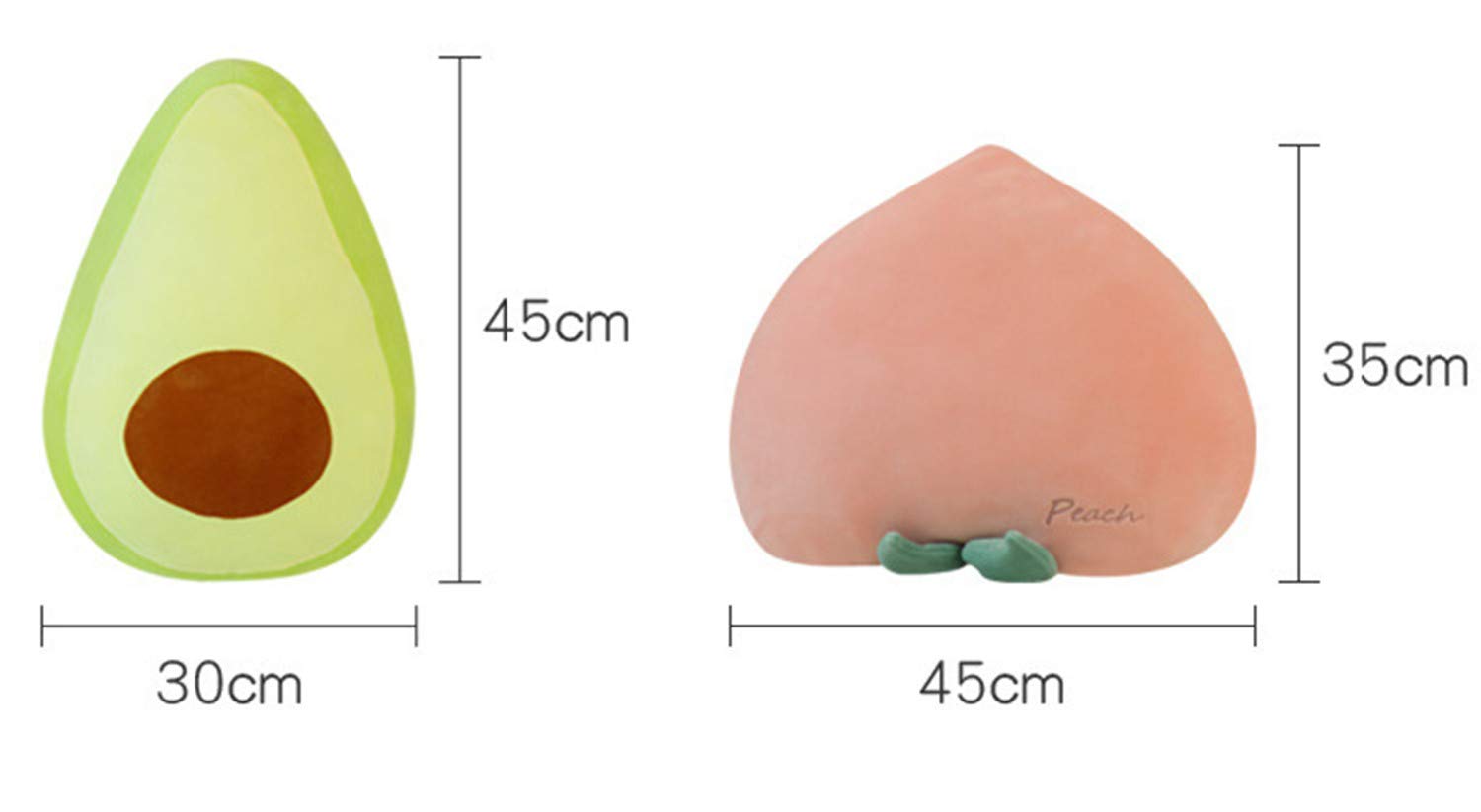 Skyseen Peach Shaped Pillow & Creative Fruit Cushion & Vivid Plush Stuffed Pillow 17.7"