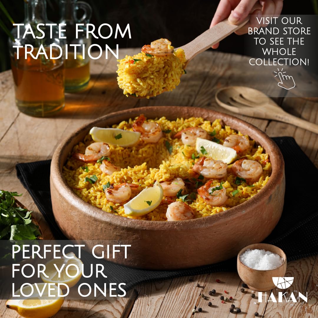 Hakan Natural & Handmade Terracotta Pan for Cooking | Authentic Clay Pan, Cazuela Dish, Ancient Mexican Clay Cookware, Earthenware Mud, Pottery Kitchenware (Midi 14 in)