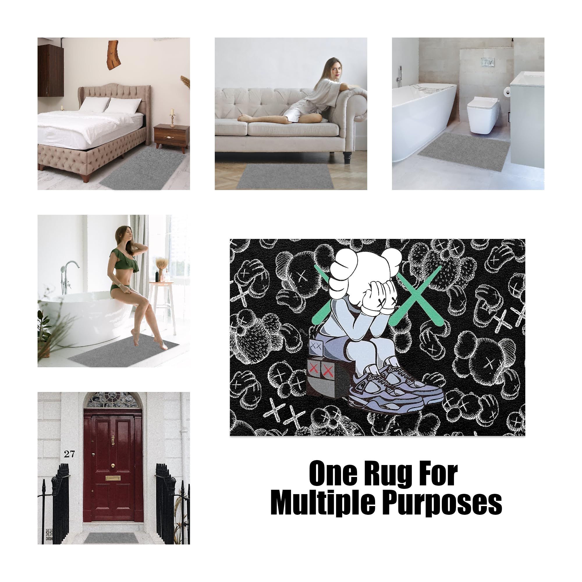 Hypebeast Area Rug 3D Digital Print Modern Abstract Art Pop Carpet Cool Hypebeast Room Decor Rug for Living Room Bedroom Playroom Non-Slip Floor Mat 5' x 7'