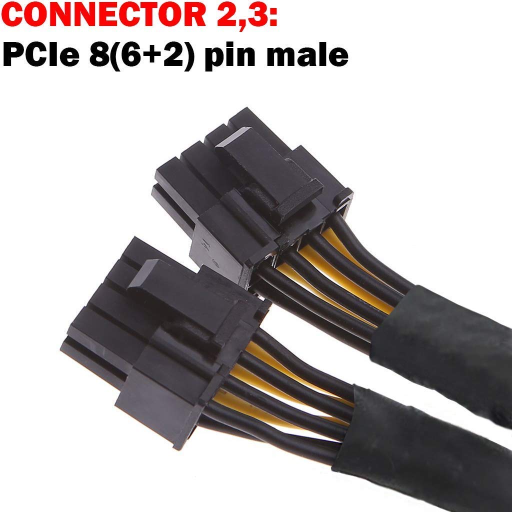 TeamProfitcom 16 AWG GPU VGA PCI-e 8Pin PCI Express Graphics Video Card GPU VGA 8 Pin Female to Dual GPU 8(6+2) Pin Male Splitter Power Sleeved Extension Cable 8 Pin GPU 12-inches