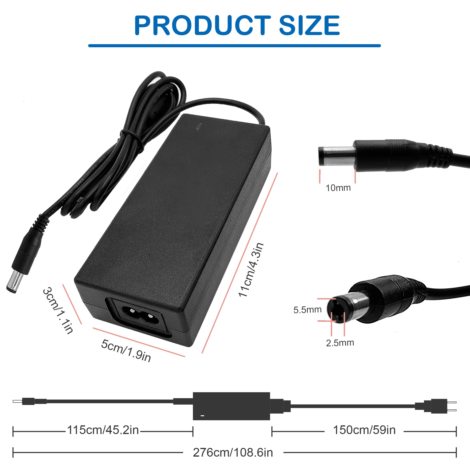 OPBYWE 12V 5A 60W Power Supply Adapter AC DC Converter 100V~240V to 12 Volt 5 Amp Transformer 5.5x2.1mm Plug for Christmas Tree LED Light Strips CCTV Security System LCD Monitor