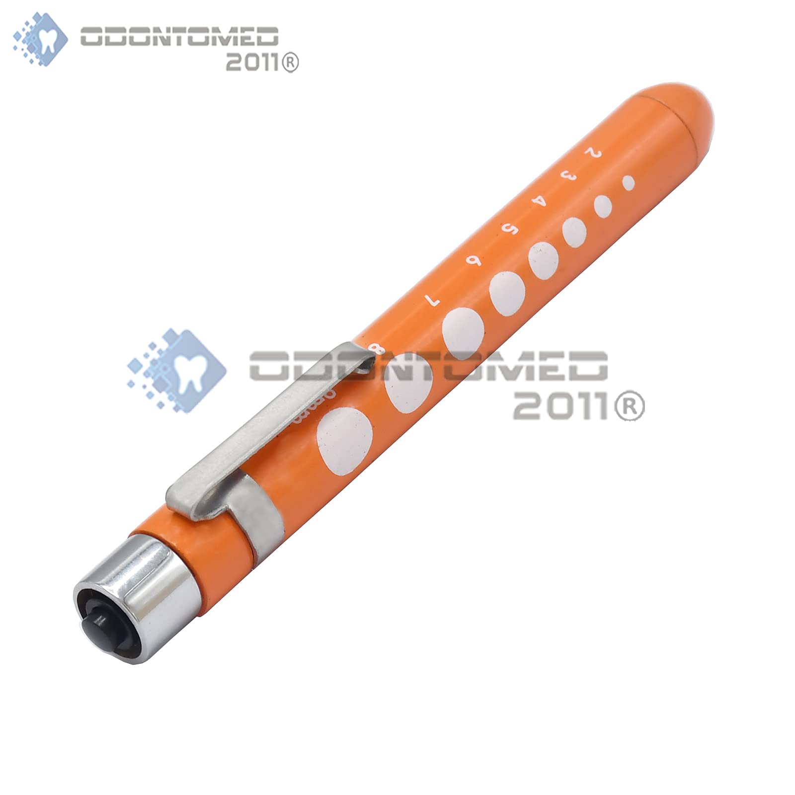 OdontoMed2011 Medical Pen Lights for Nurses Doctors, Reusable LED Medical Penlight Flashlight with Pupil Gauge, White Light, Orange Color Penlight