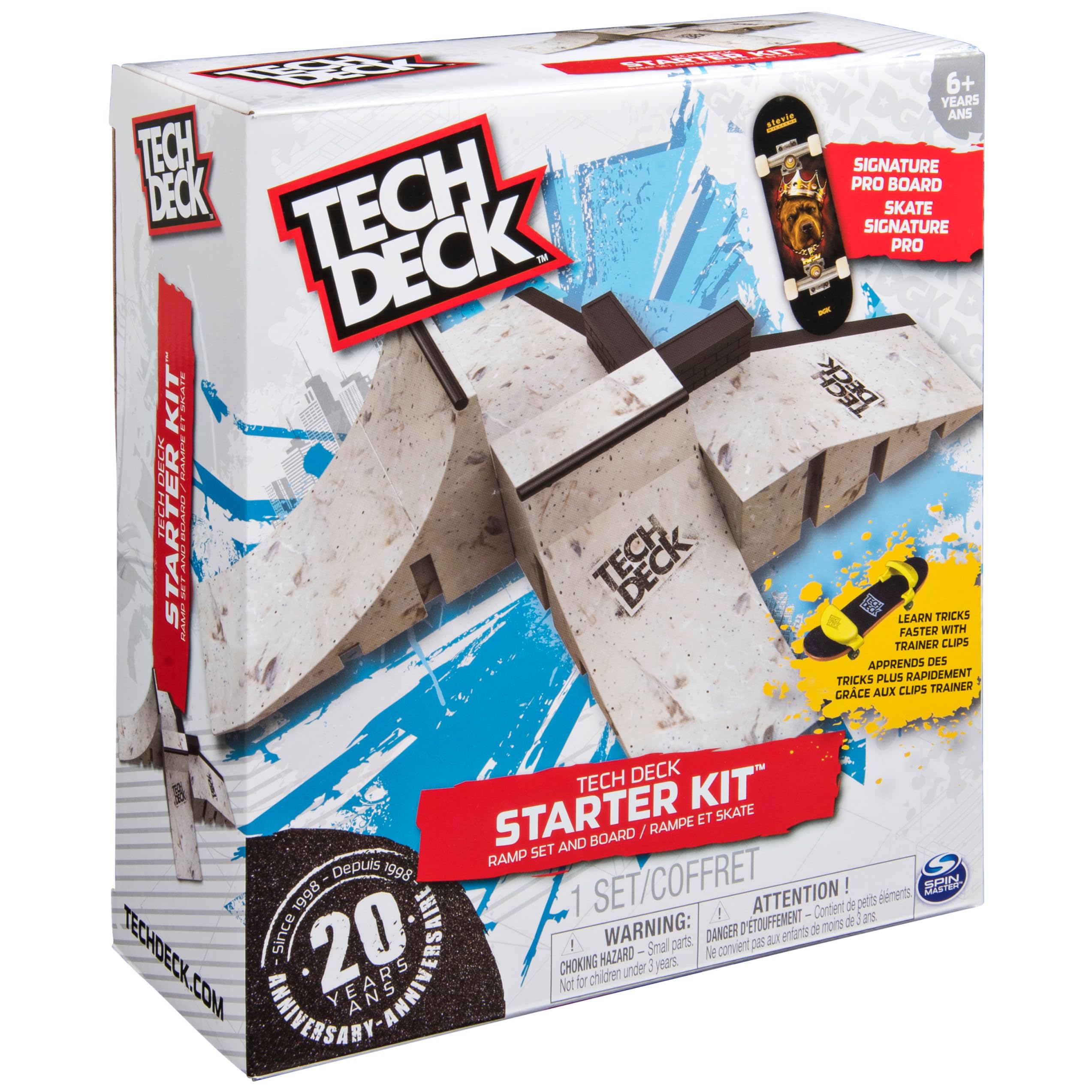 TECH DECK Starter Kit, Customizable Ramp Set with Exclusive Pro Fingerboard and Trainer Clips, Kids Toys for Boys and Girls Ages 6 and up
