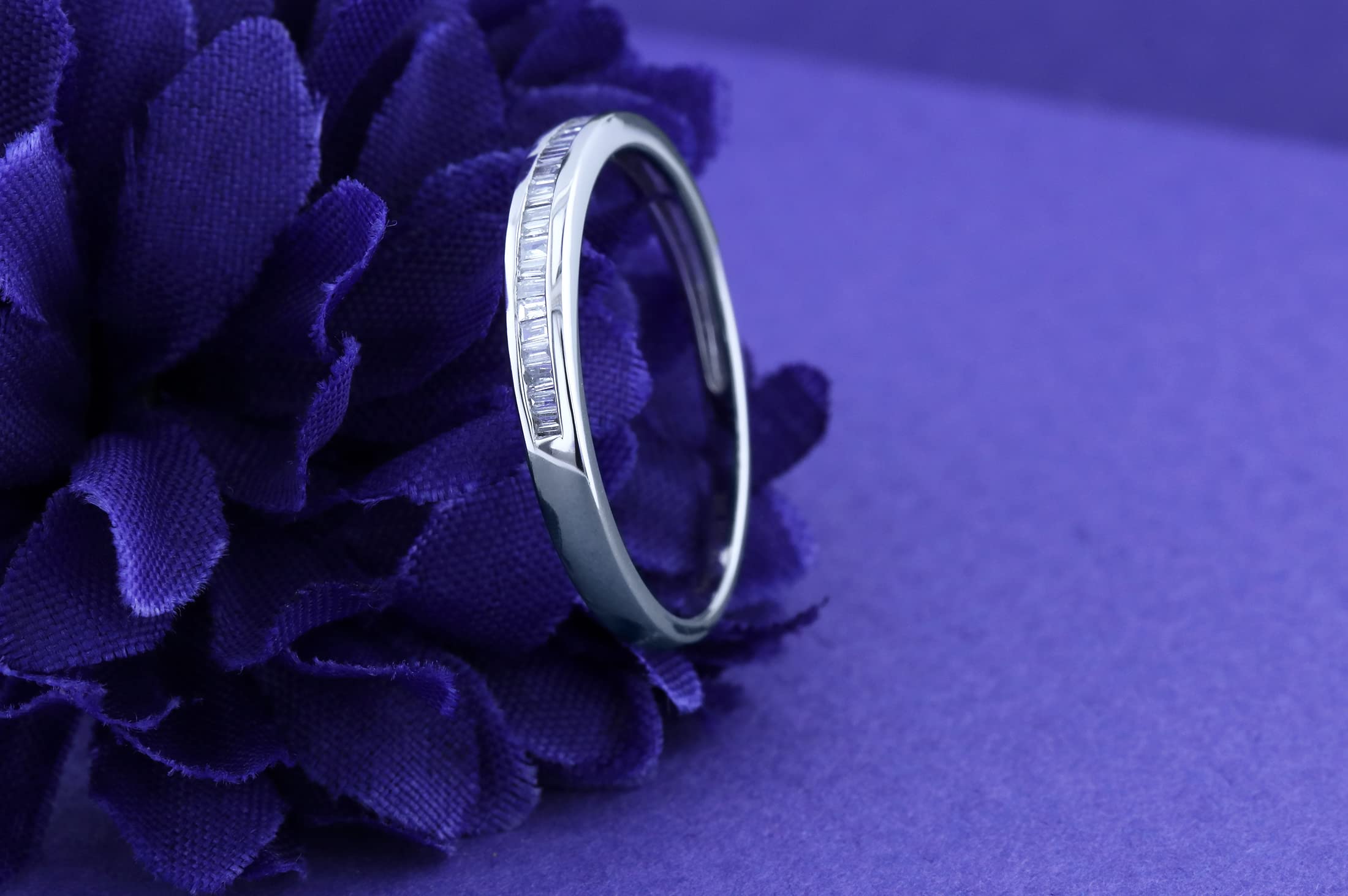Dazzlingrock Collection 0.13 Carat (ctw) 14K Baguette Diamond Ladies Anniversary Wedding Band, White Gold, Size 7.5