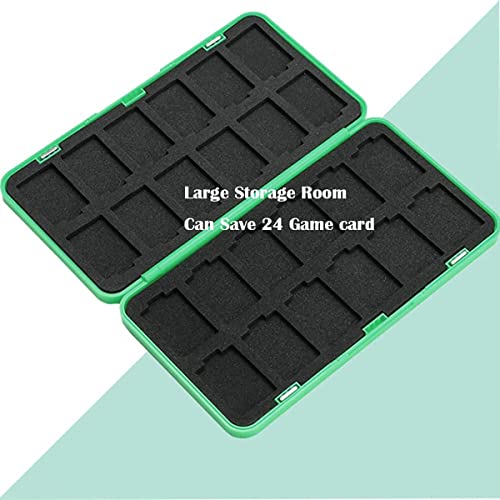 DeHasion 24 Slots Switch Game Card Case for Nintendo Switch/Switch OLED Game Card/ Portable Switch Game Card Holder Storage with 24 Game Card Slots (Green-L)