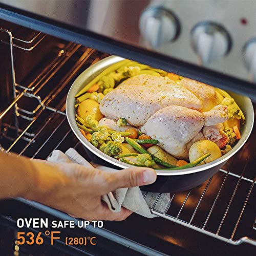 SHINEURI 3 Pieces Removable Handle Cookware, Stackable Pots And Pans Set, Nonstick Pot and Pan Set,Nonstick Frying Pans for Home & Camping, Dishwasher Safe, Oven Safe - 8/9.5 inch