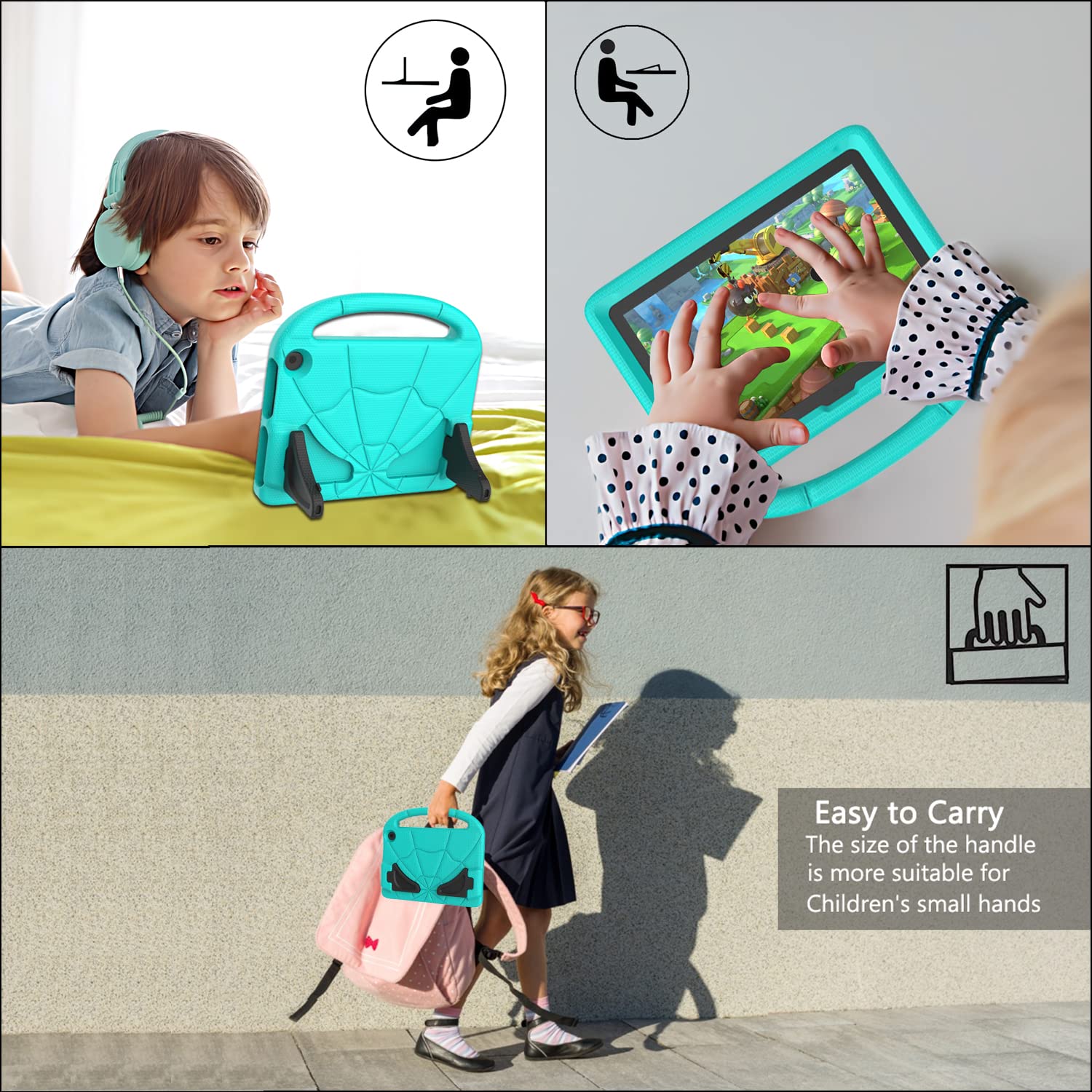 Fire HD 8 & HD 8 Plus Tablet Case for Kids (12/10th Generation, 2022/2020 Release), DICEKOO Lightweight Shockproof Cover with Handle Stand for Kindle Fire HD 8 Kids & Kids Pro Tablet - Pink