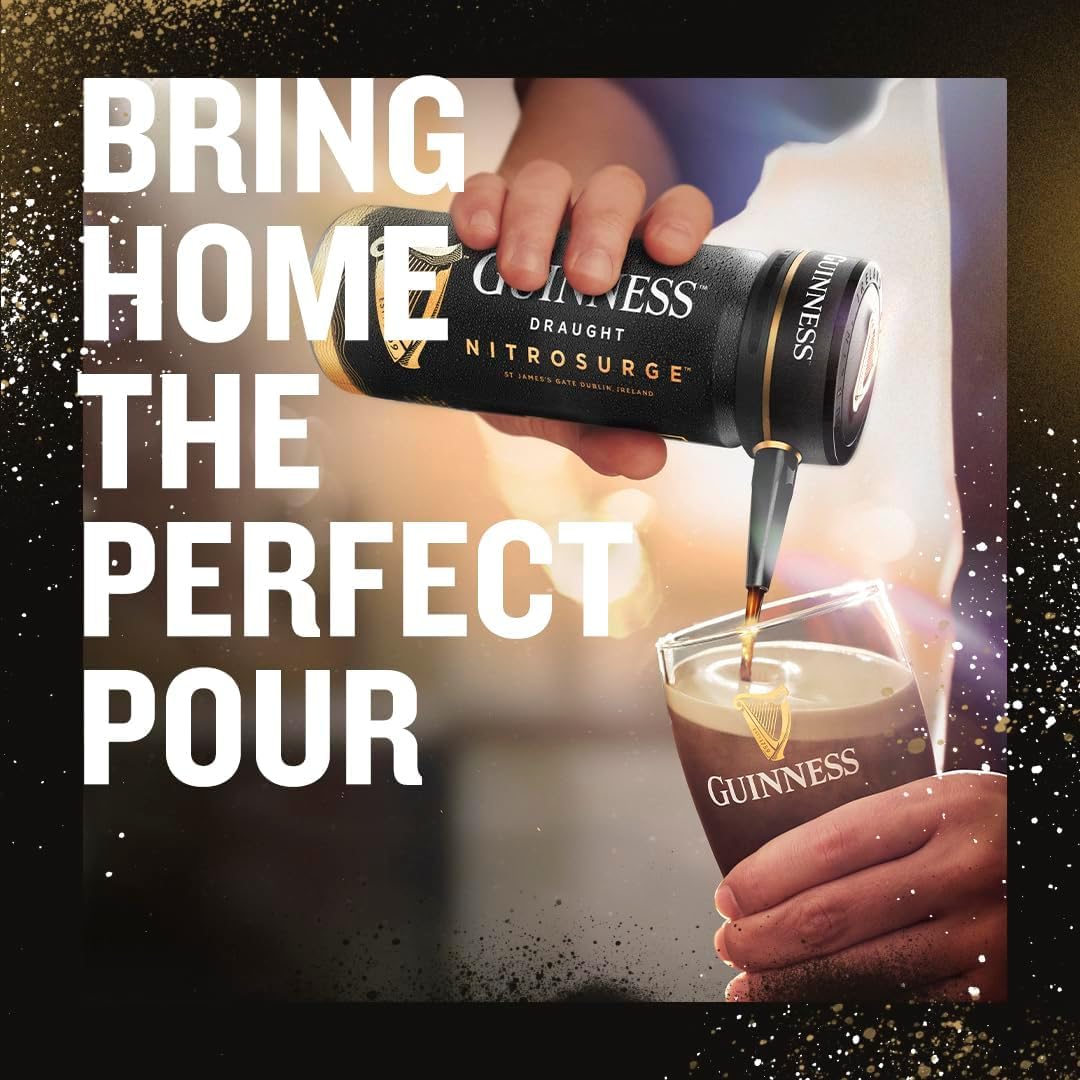 Guinness Nitrosurge Device With 20oz Gravity Pint Glass Giftset, Stout Beer, Perfect Pub Pour At Home Gift, Rechargeable Nitro Surge Guinness Device