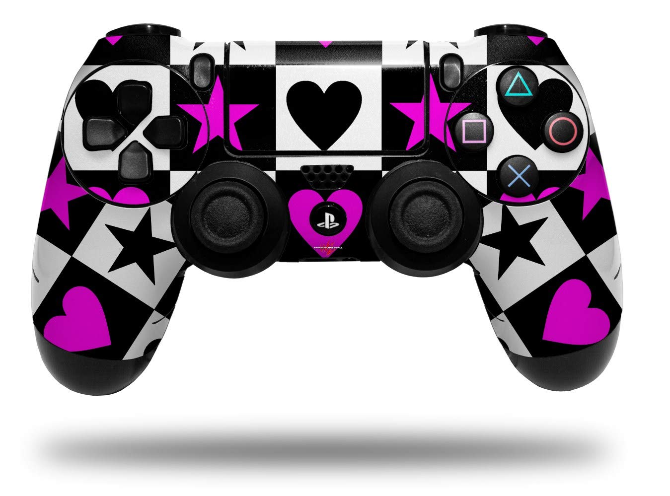WraptorSkinz Vinyl Decal Skin Compatible with Sony PS4 Controller PlayStation 4 Original Slim and Pro Hearts and Stars Pink (Controller NOT Included)