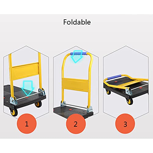 Generic Cart Folding Platform Truck Plastic Panel and Metal Handle Moving Push Cart for Warehouse Basements Flatbed Trolley Easy Transport Platform Truck Cart (Size : 85-Normal)
