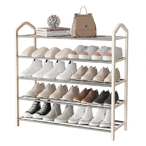 Shoe Rack Shoe Shelf Stackable Shoe Rack 5-Tier Shoe Rack, Shoe Shelf Storage Organizer for Entryway Living Room Hallway, Large Capacity, Bedroom Shoe Organizer, Beige Shoe Bench Stackable Shoes Rack